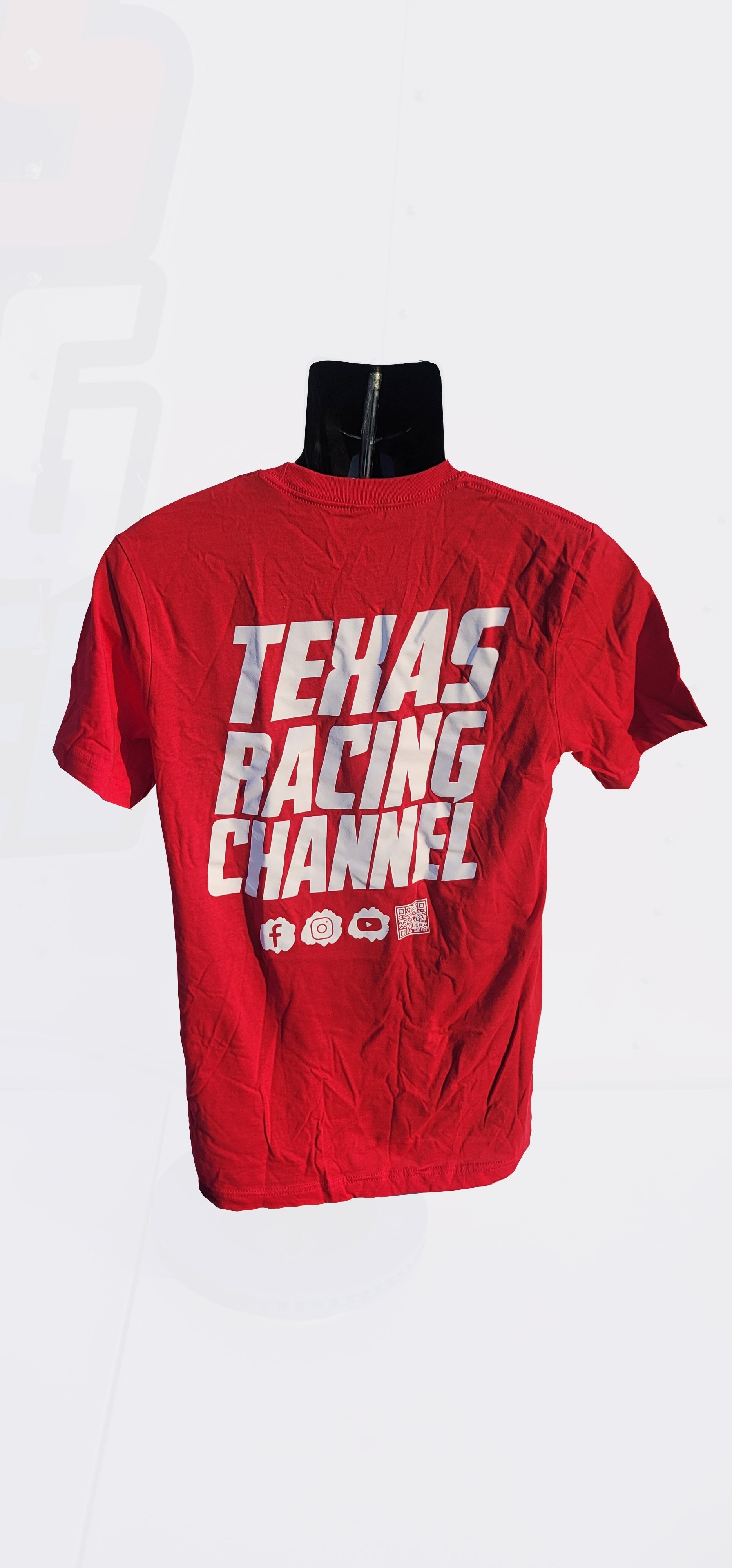 RED with WHITE print Texas Racing Channel T-shirts | Texas Racing Channel